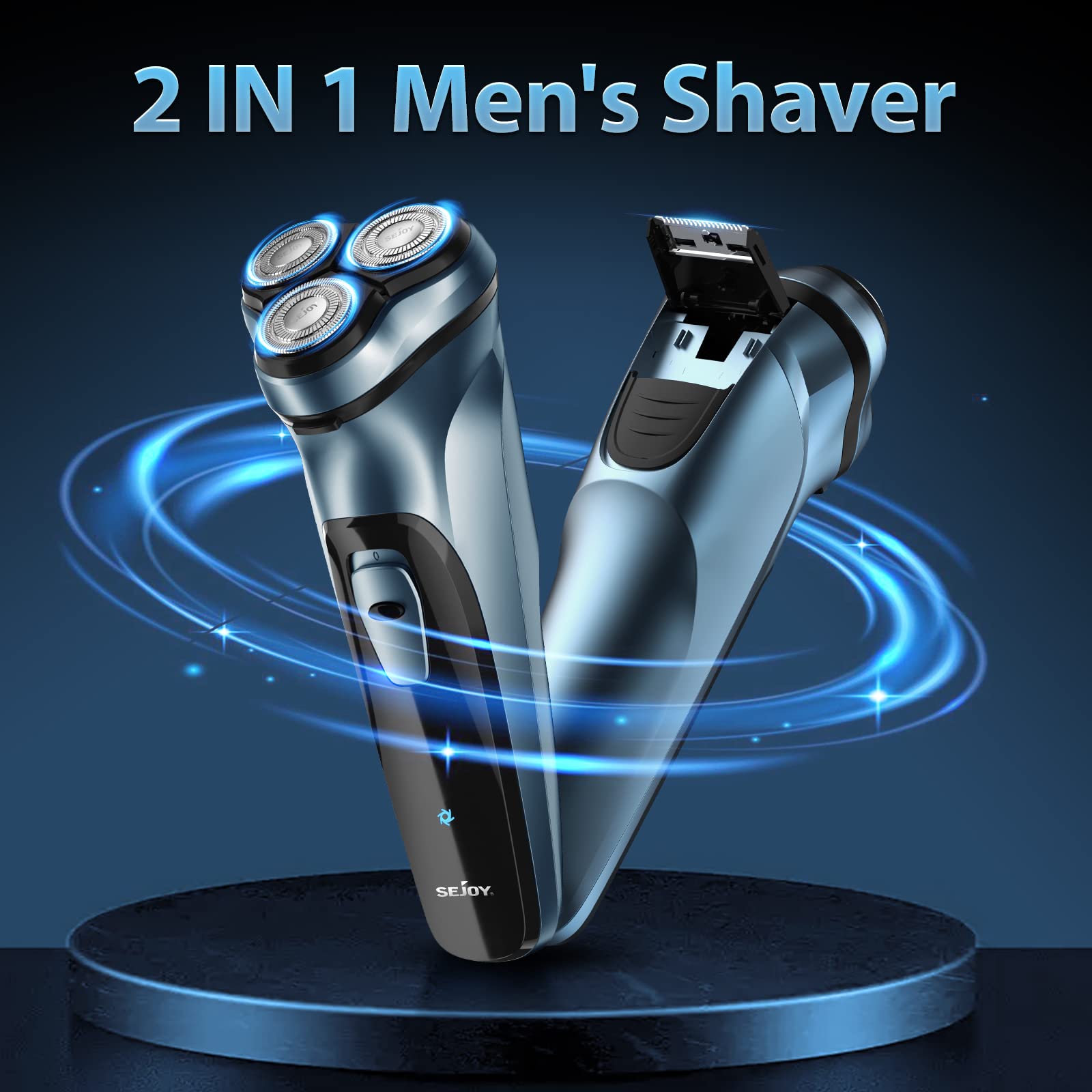 Sejoy Electric Razor for Men, Mens Electric Shavers, Rechargeable Electric Razor Shaving Machines, with Pop-up Trimmer, 1 Hour Fast Charging, 3D Floating Head, LCD Power Indicator