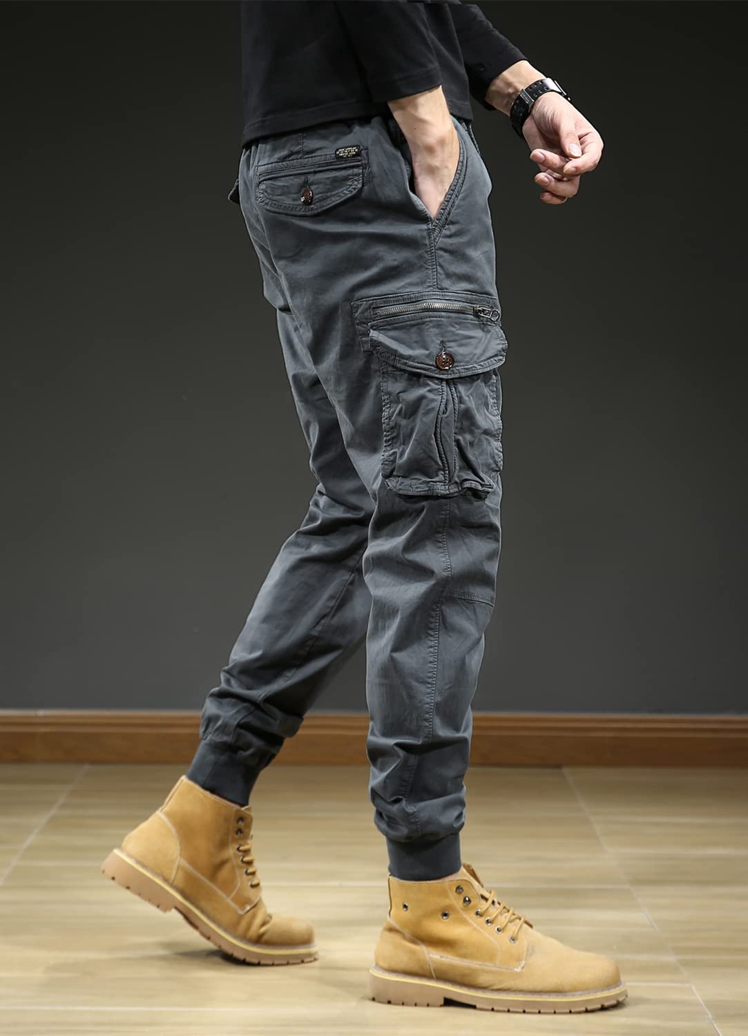 SKYSTINGERX Men's Casual Cargo Pants Military Army Camo Combat Work Pants Slim Fit with Pockets Stretch Outdoor Jogger (30, grey-17)