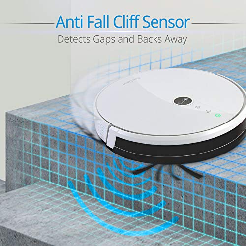 Pure Clean Robotic Vacuum Cleaner - 1100Pa Suction - Wifi Mobile App and Gyroscope Mapping - Ultra Thin 2.9β Height Cleans Carpets and Hardwood Floor - PUCRC455