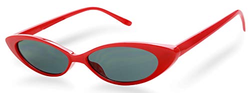 ShadyVEU Slim Small Cateye 90's Hype Fashion Mod Narrow Oval Pointy Clout Thin Sunglasses (Black Frame w/Black Lens)