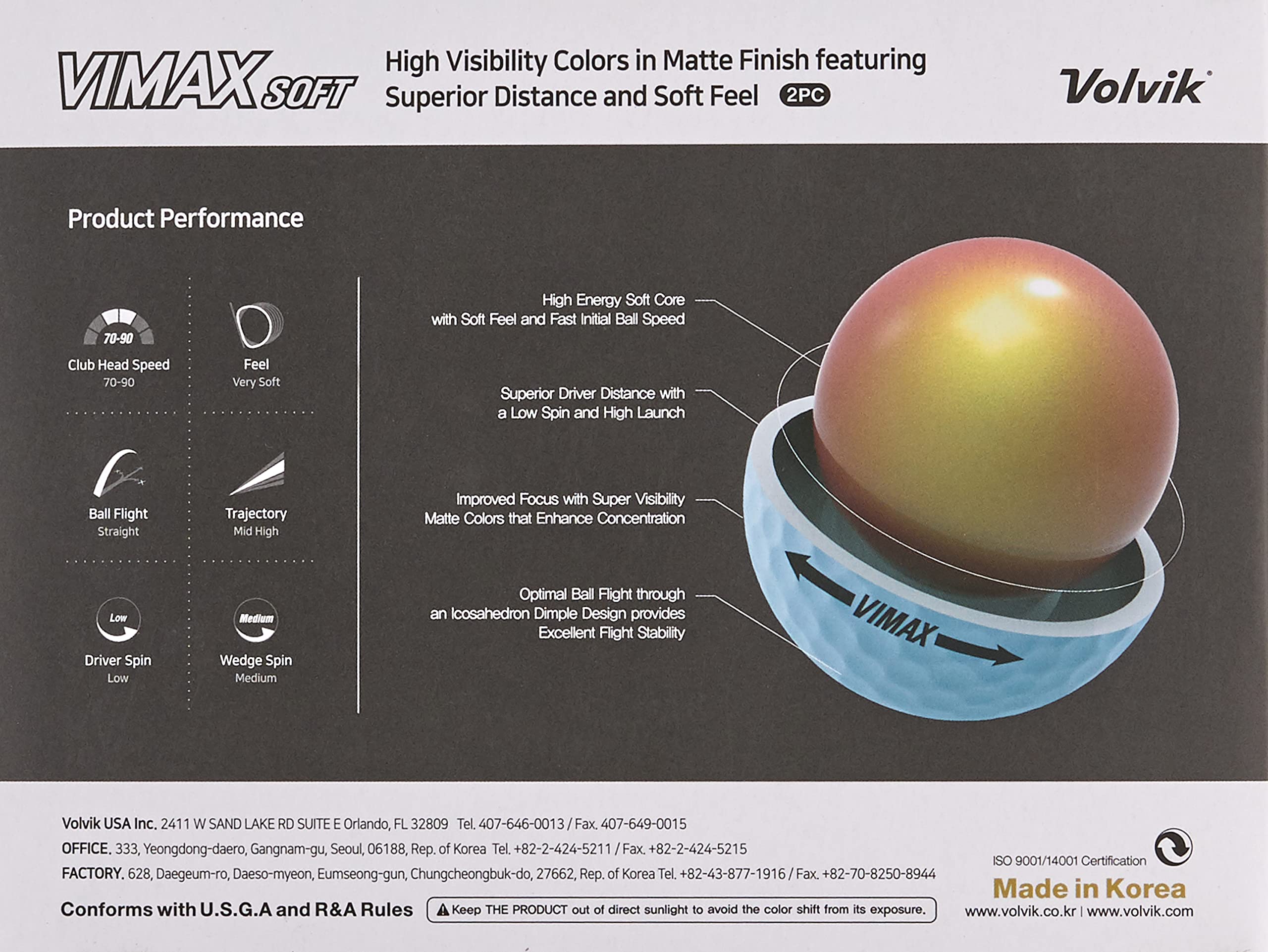 Volvik Vimax Soft Yellow Golf Balls, Dozen