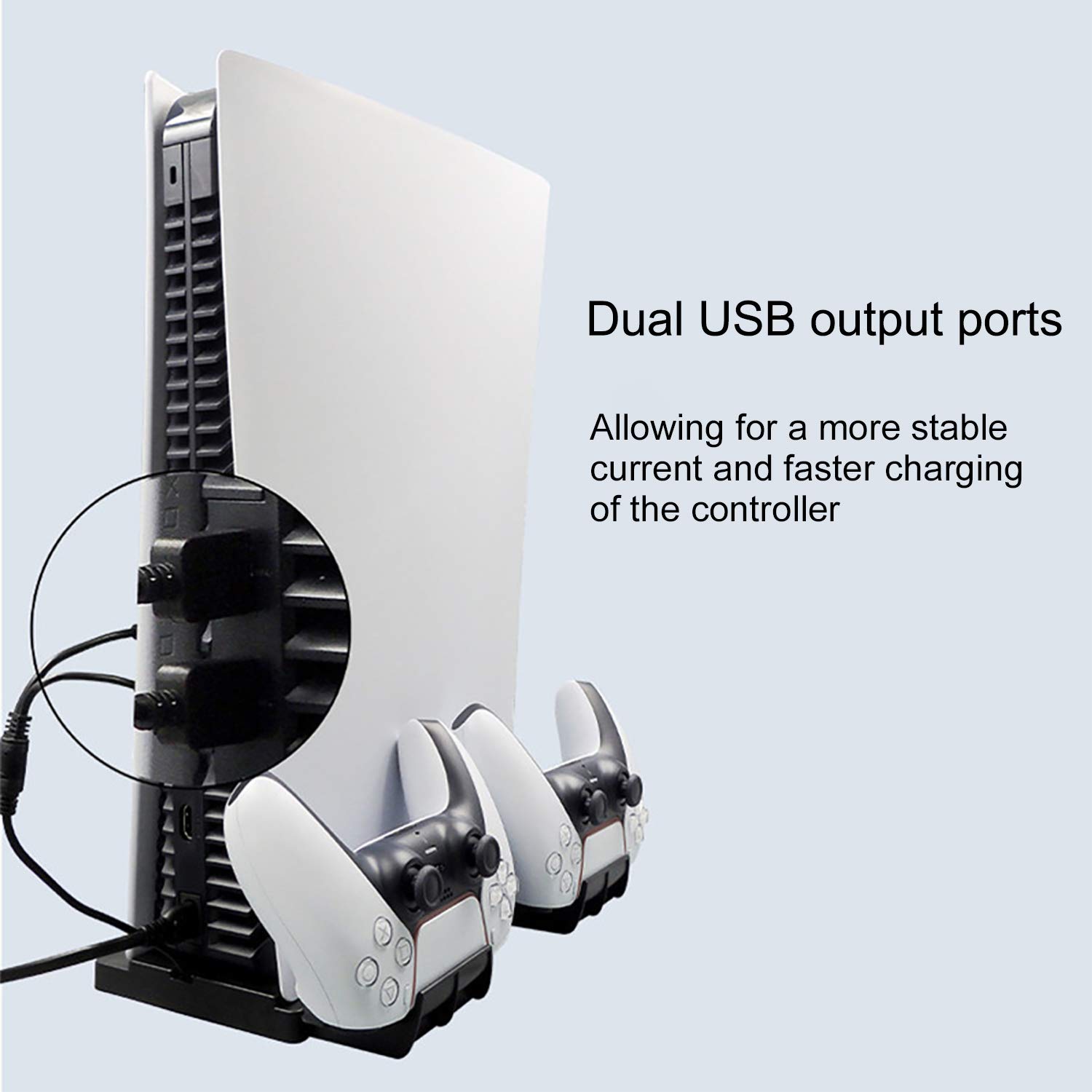TPLGO Vertical Stand for PS5 Disc/Digital Edition Console with Dual Controller Charging Station Dock and 2 USB Charger Ports
