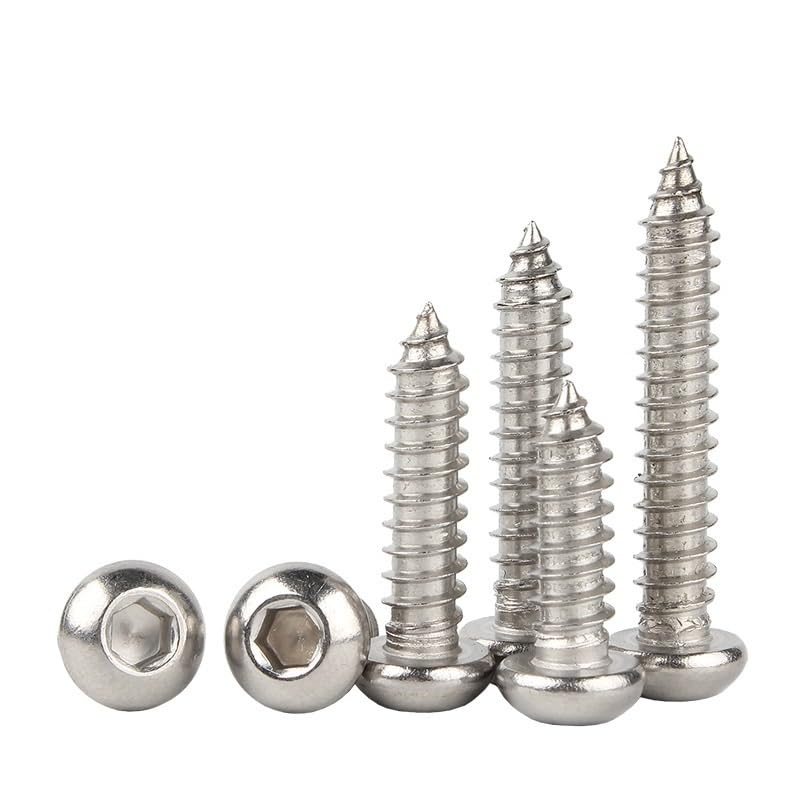 RAKTDA Hexagon Socket Screws 10pcs 304 Stainless Steel Round Head Hexagonal self-Tapping Mushroom Head Screws Umbrella Head Screws Wood Screws (Size : M5*12)