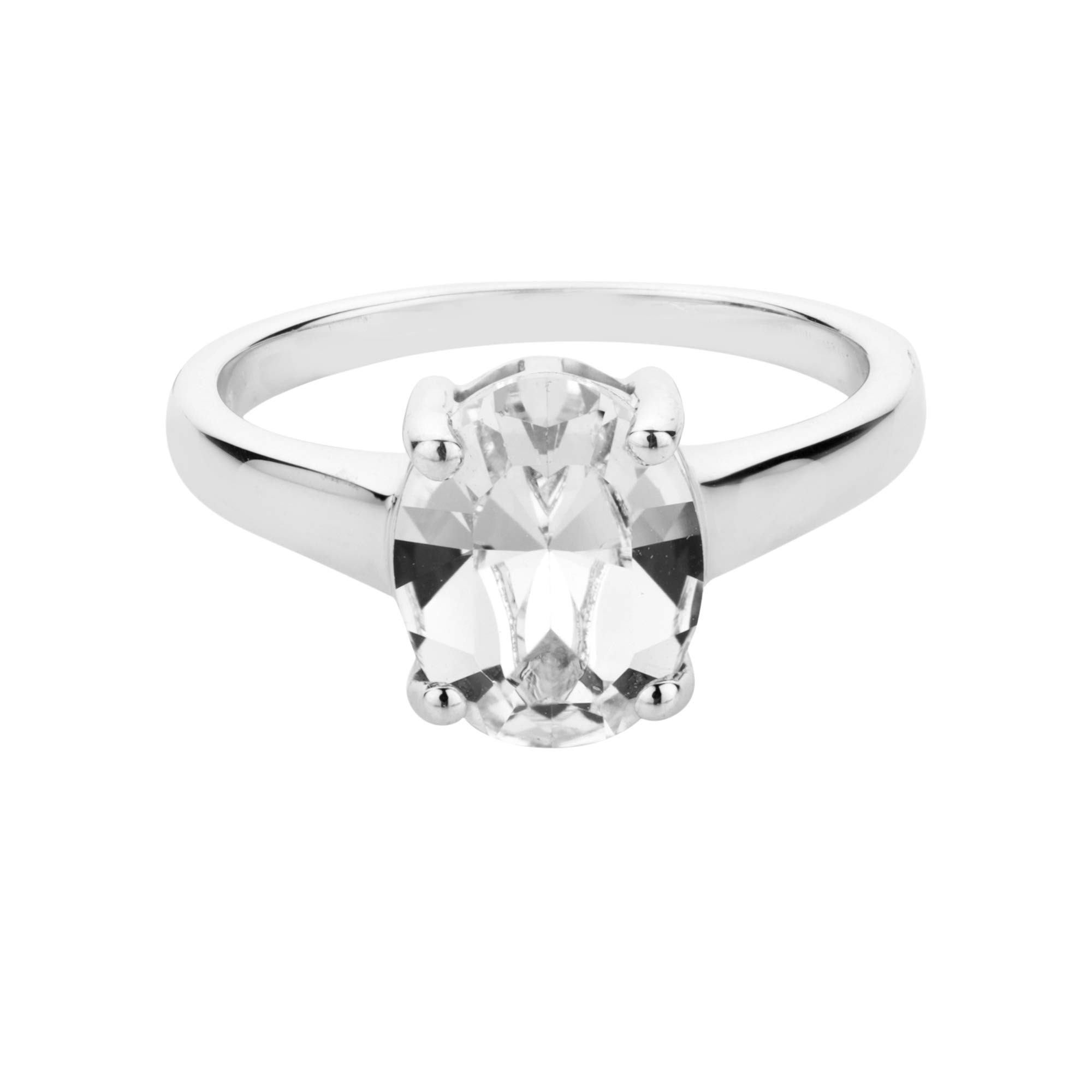 ShahGems Oval Solitaire Crystal 2.25ct 925 Sterling Silver Rings for Women Men Jewelry Gift (size 5)