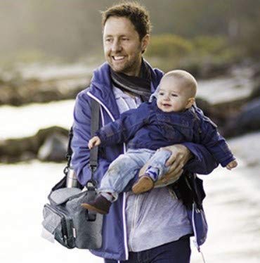 Universal Baby Stroller Organizer with Two Cup Holders Inside; Unique Tissue Bag at Front, and Detachable Shoulder Strap Attached.