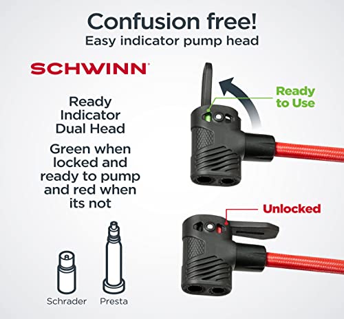 Schwinn Air Base Plus Bike Foot Pump Black ,one-size