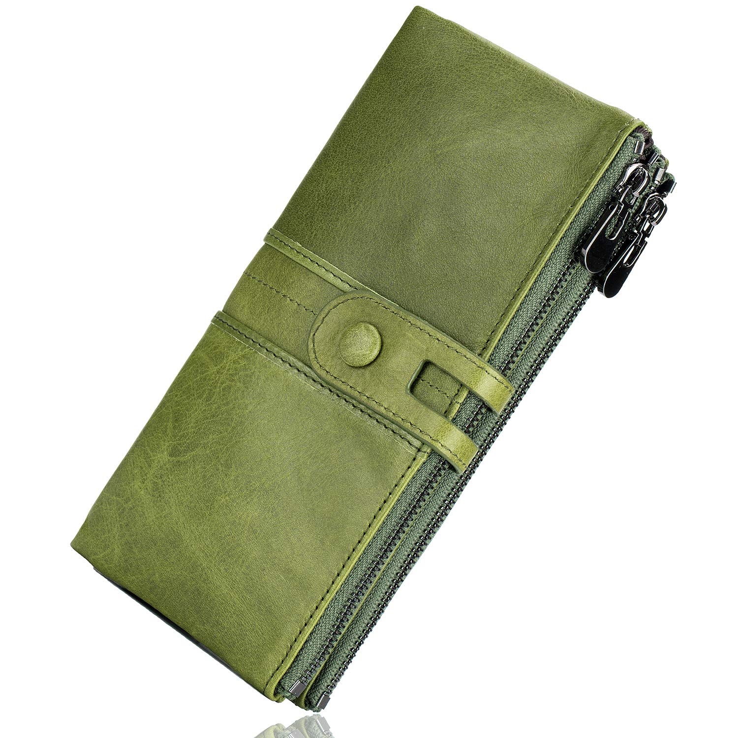 Roulens Women's Vintage, Leather-Green, L