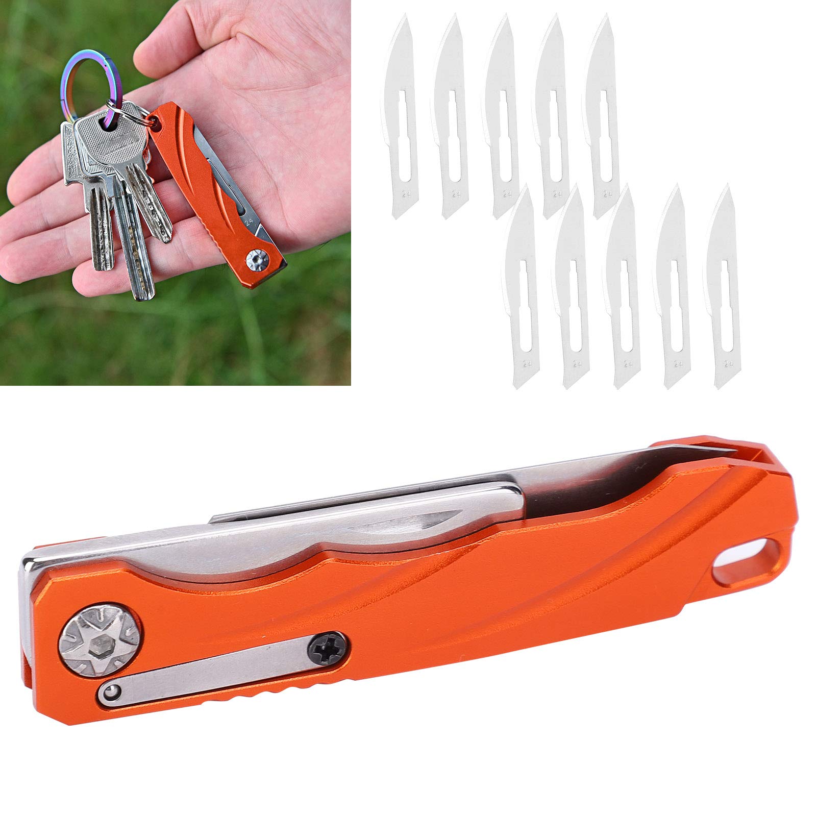 YUANJS Folding Knife,Mini Folding Knife with Blades Replacement Portable Pocket Key Knife for Outdoor Camping