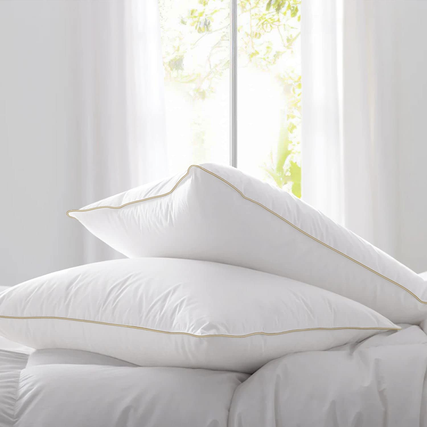Pillows Queen Size Set of 2, Cooling Hotel Luxury Pillows, Premium Soft Down Alternative Breathable Pillows for Bed, Pillow for Back, Stomach or Side Sleepers
