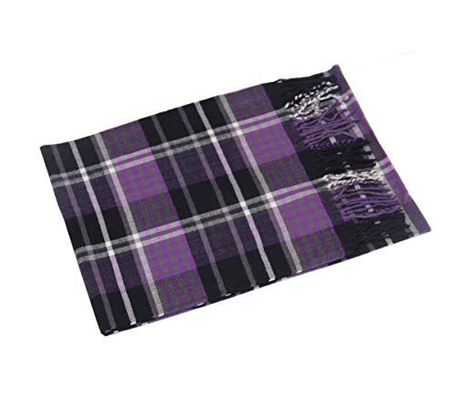 SAFERIN Men Winter Plaid Soft Elegant Cashmere Feel Wrap Scarf (136 Purple Grey Plaid)
