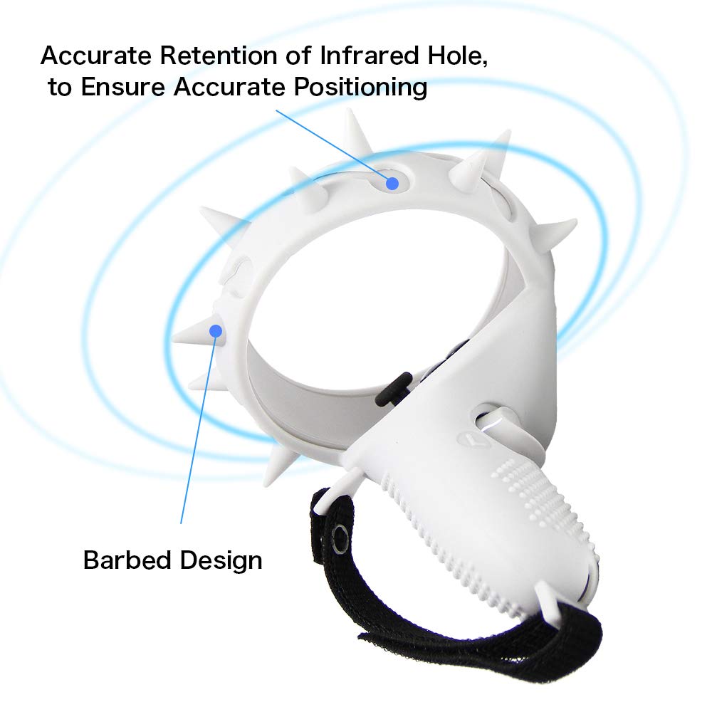VRbrother Controller Grip Cover for Oculus Quest 2,Hand Strap Adjustable Wrist Knuckle Strapstrap,Protruding Barbed Design Protects Against Impact,VR Cover Accessories,White