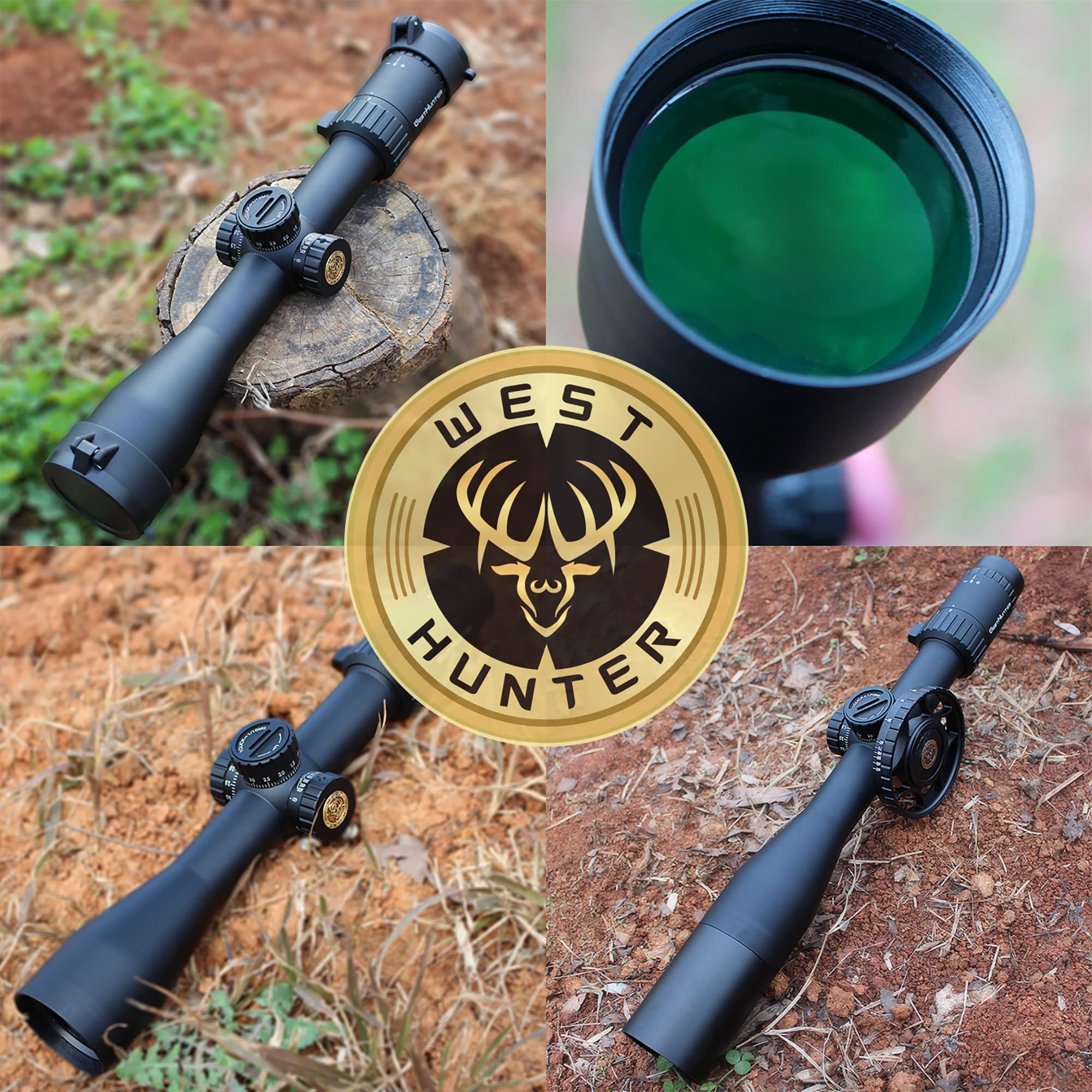 WestHunter Optics HD-S 4-16x44 SF Riflescopes, 30mm Tube Second Focal Plane Tactical Precision 1/10 MIL Shooting Scope | Brown, Dovetail Shooting Kit B