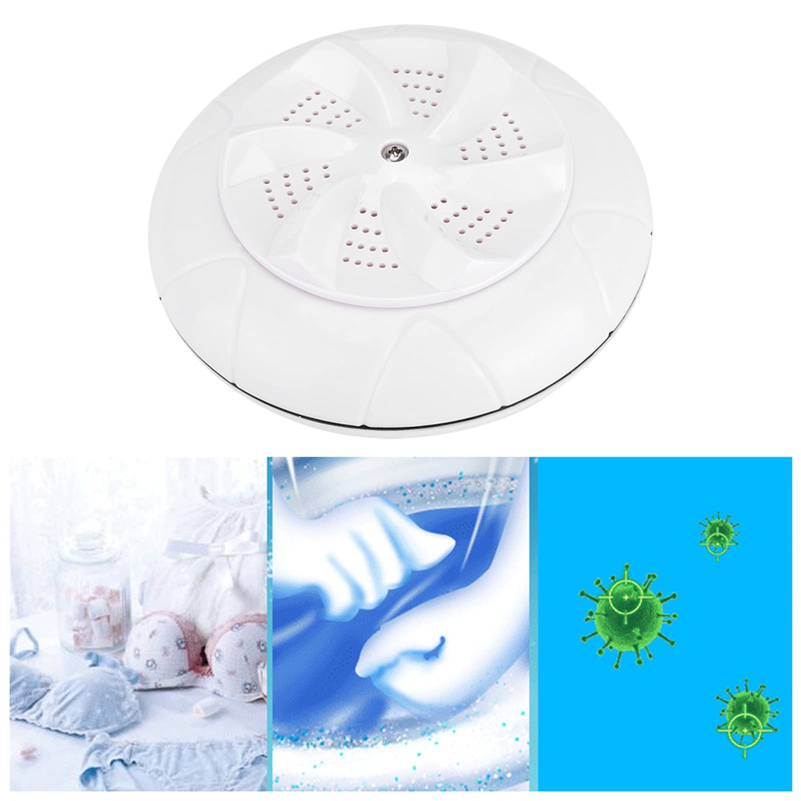 Ultrasonic Washing Machine, USB Powered Portable Turbine Washing Machine Ultrasound Turbo Washer for Traveling Camping Home College Dormitory (White)