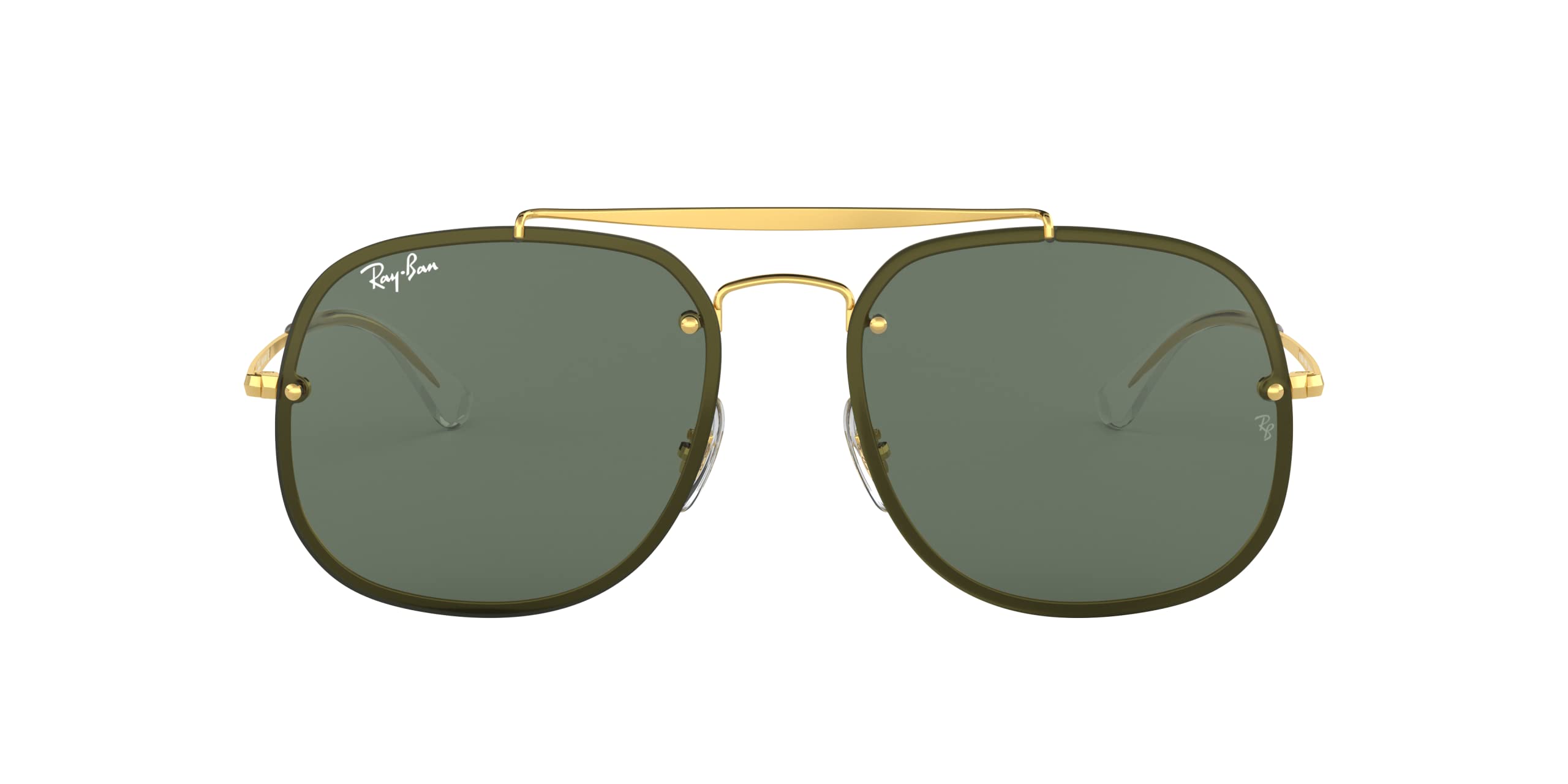 Ray-Ban RB3583N Blaze General Square Sunglasses, Gold/Dark Green, 58 mm