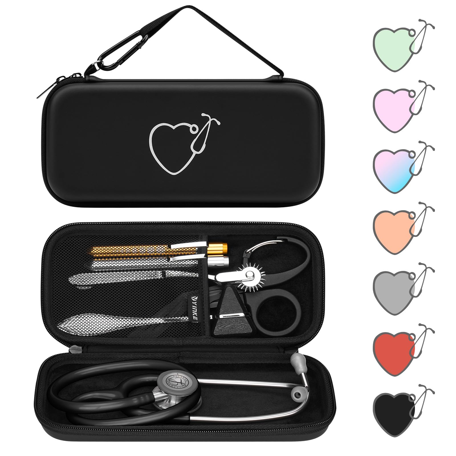 Travel Case for 3M Littmann Classic III/Lightweight II S.E./ Cardiology IV Stethoscope & MDF Acoustica Stethoscope, Carrying Storage Bag Cover Organizer (Pink)
