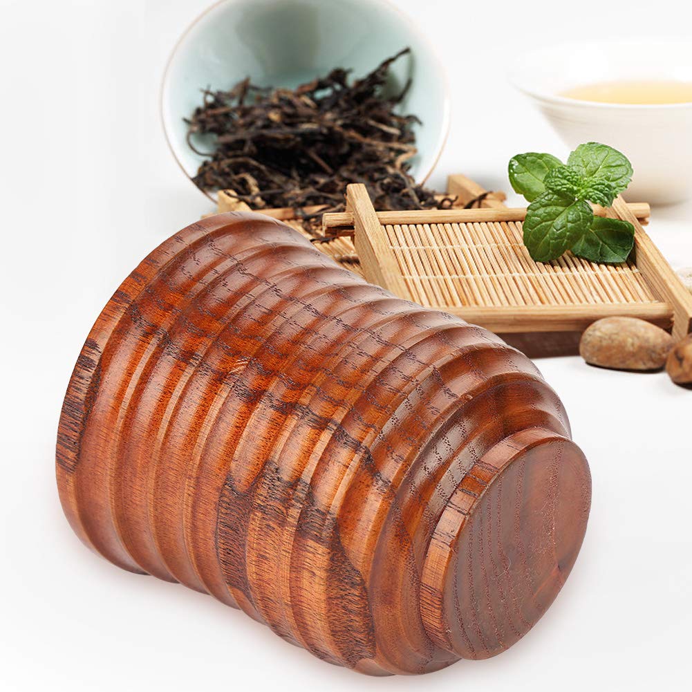 Wooden Tea Cup, Natural Solid Wood Tea Cup Japanese Zen Style Teacup Wooden Teacups Coffee Mug Wine Mug Classical Beer Mug Small Tea Cups Drinking Cup for Drinking Tea Coffee Wine Beer, Pack of 2