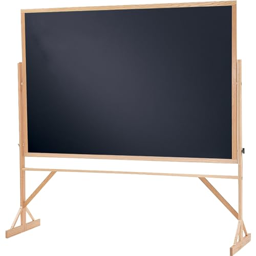 Quartet Chalkboard, Reversible, 4' x 6', Easel Style Black Melamine Chalkboard, Hardwood Frame (WTR406-810)