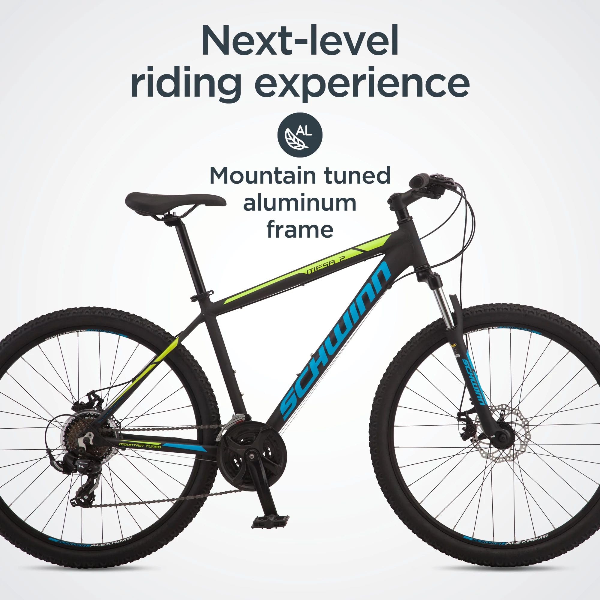 Schwinn Mesa 2 Adult Mountain Bike, 21 Speeds, 27.5 Inch Wheels, Medium Aluminum Frame, Black