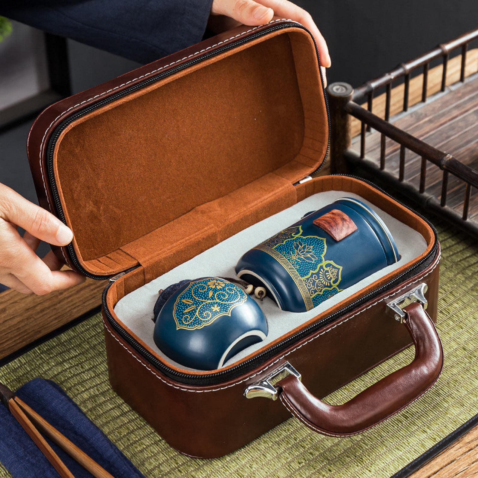 Travel Kung Fu Tea Set Home Simple Bubble Teapot Ceramic Tea Cup Outdoor Camping Tea Tray Portable Bag