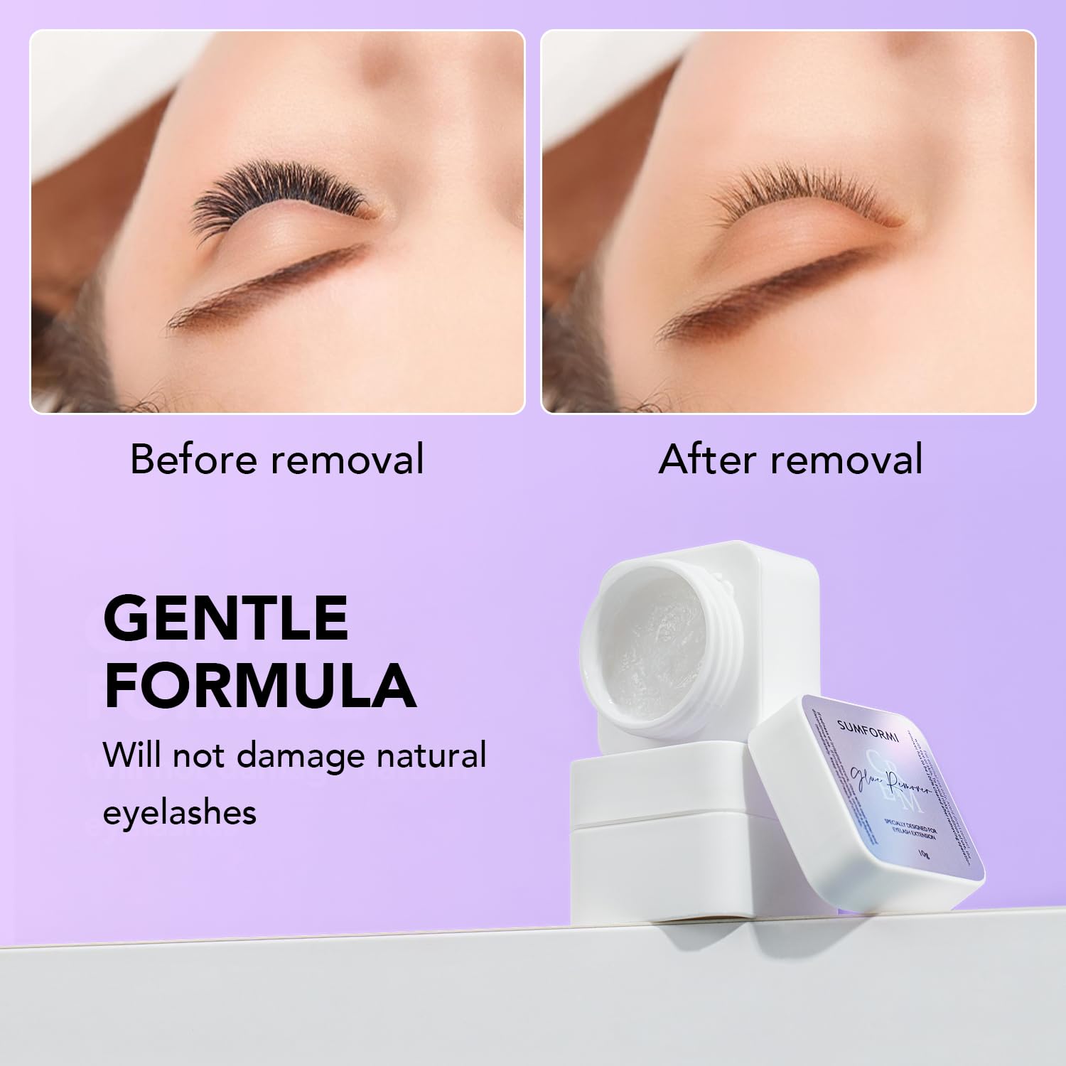 SUMFORMI Eyelash Extension Remover Cream Lash Remover 30-60s Fast and Safe Dissolve -10g Lash Glue Remover Cream Low Irritation Cream for Sensitive Skin Professional Use Only Eyelash Remover