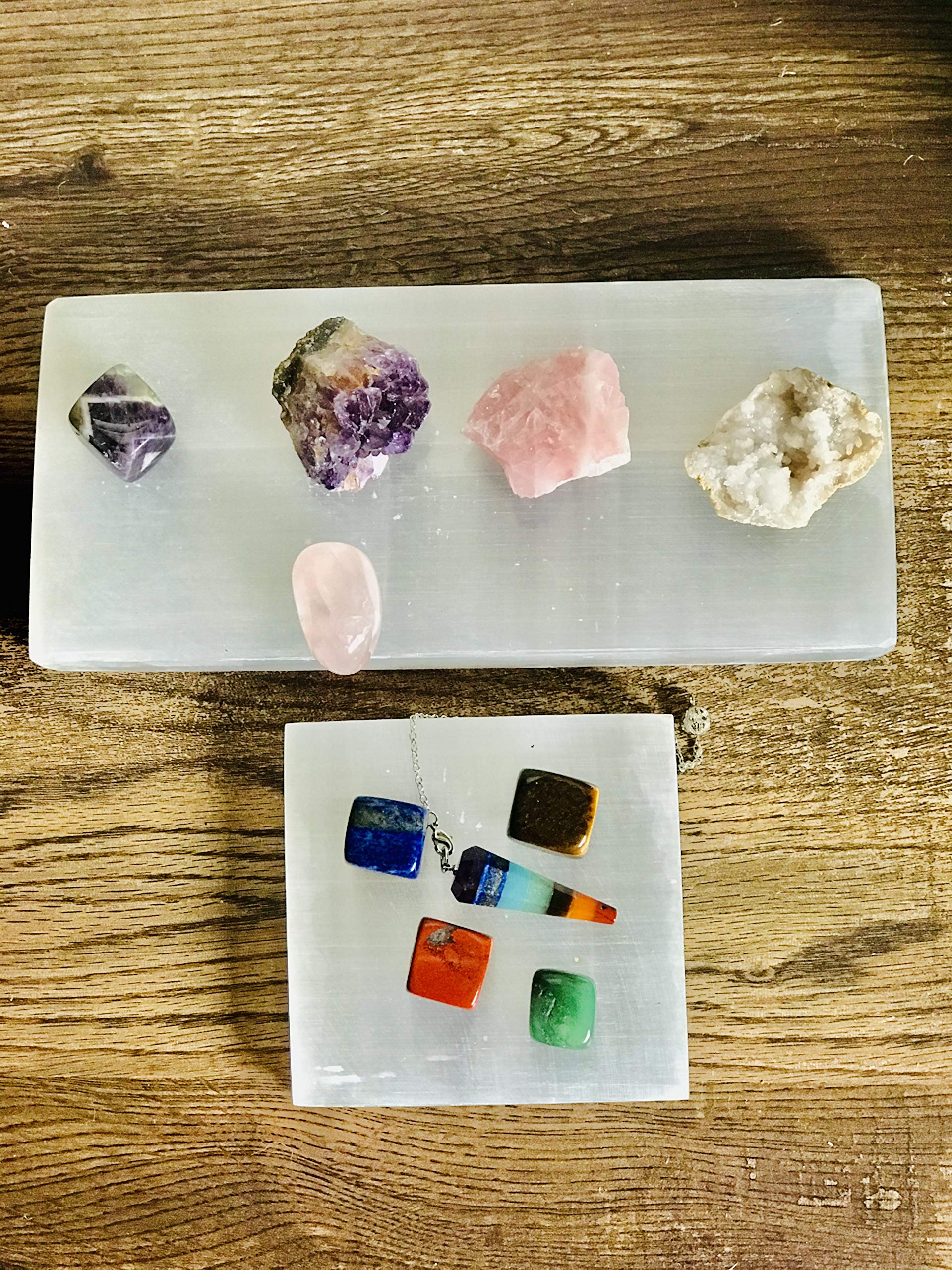 Selenite Charging Plate | Selenite Slab | Selenite Plate | Selenite Crystal | Size: 4" x 4" | Directly Imported from Morocco | Naturally Mined with Polished Surface and Edges.