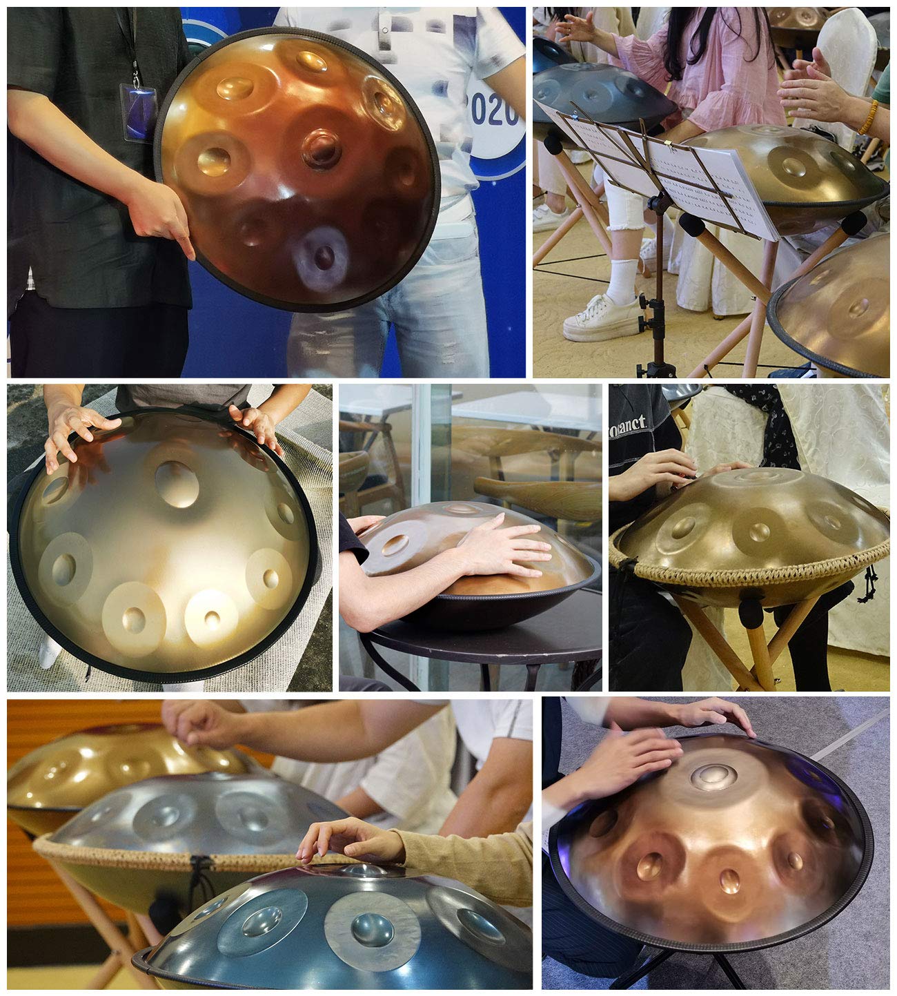 YuELinG 432Hz Handpan Steel Drum in D minor 9 notes with Soft Handpan csae, Handpan Stand, Handpan mallets and dust-free cloth (Black)