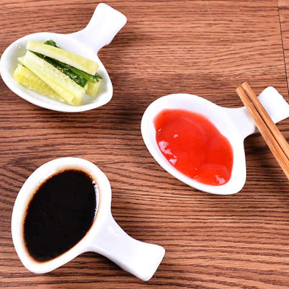 Woonsoon 5 Pcs Ceramic Chopsticks Holder,Chinese Porcelain Chopstick Rest Spoon Fork Knife Stand Sauce Dish