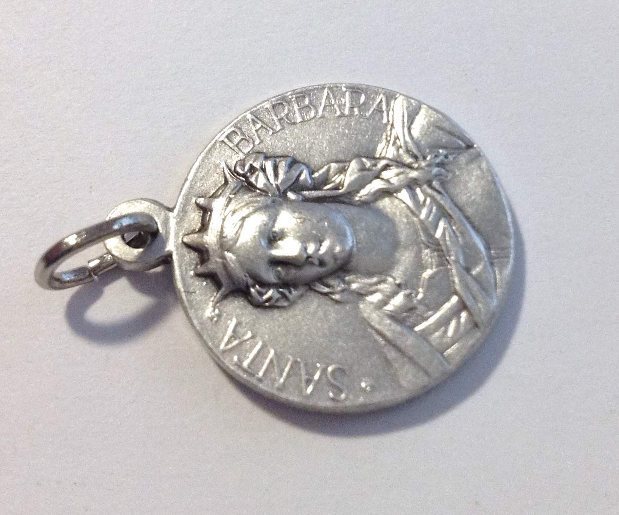 Saint Barbara Silver Tone Medal - Patroness of Firefighters - Made in Italy