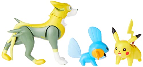 Pokemon Pikachu Mudkip Boltund Battle Feature 3 Figure Set Action Ready