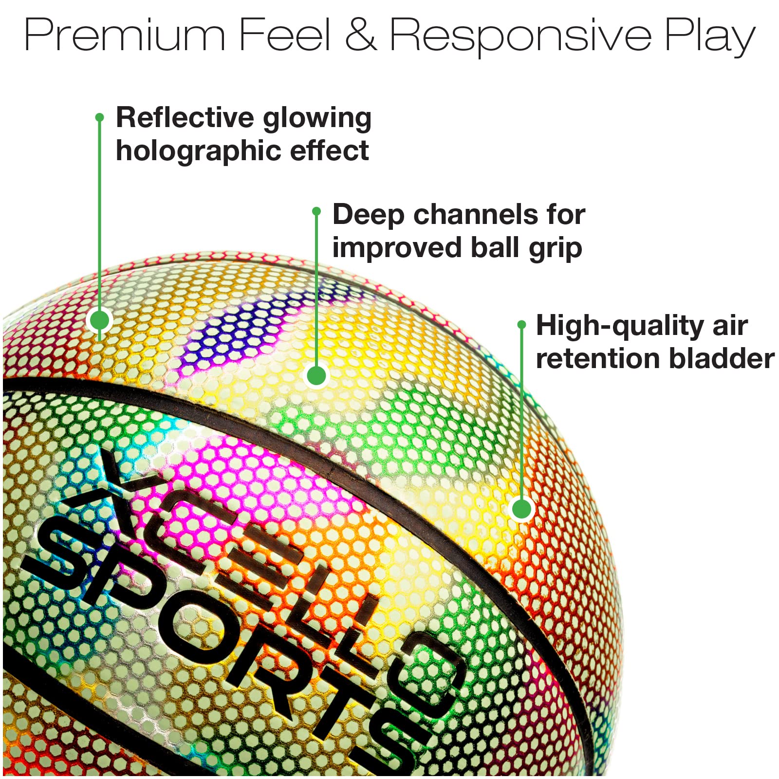 Xcello Sports Basketball Official Size Holographic with Pump