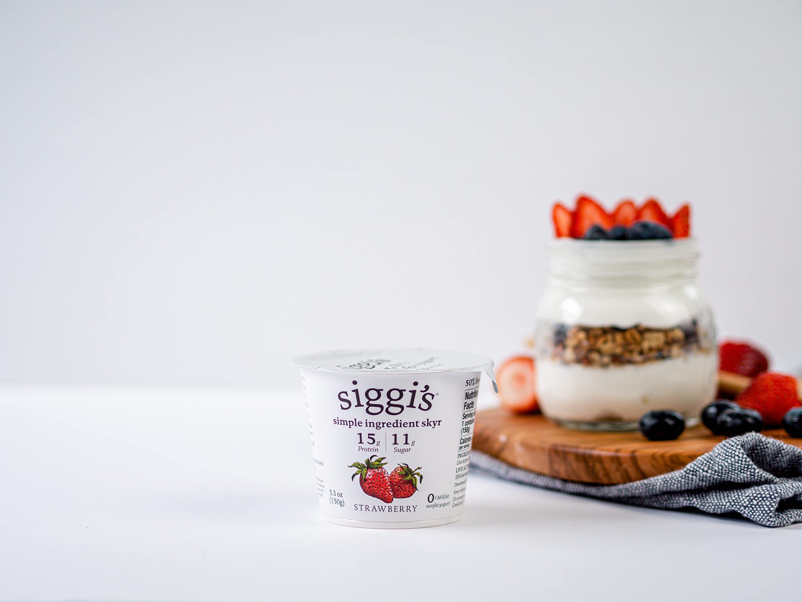 siggi's Icelandic Strained Nonfat Yogurt, Strawberry, 5.3 oz. Single Serve Cup – Thick, Protein-Rich Yogurt