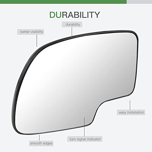 SCITOO Replacement Mirror Glass Driver Side Compatible with 1999-2006 for Chevy Silverado Pickup 2007 for Chevy Silverado Pickup 2000 for Chevy Suburban 2001-2006 for GMC Yukon XL for GMC Sierra