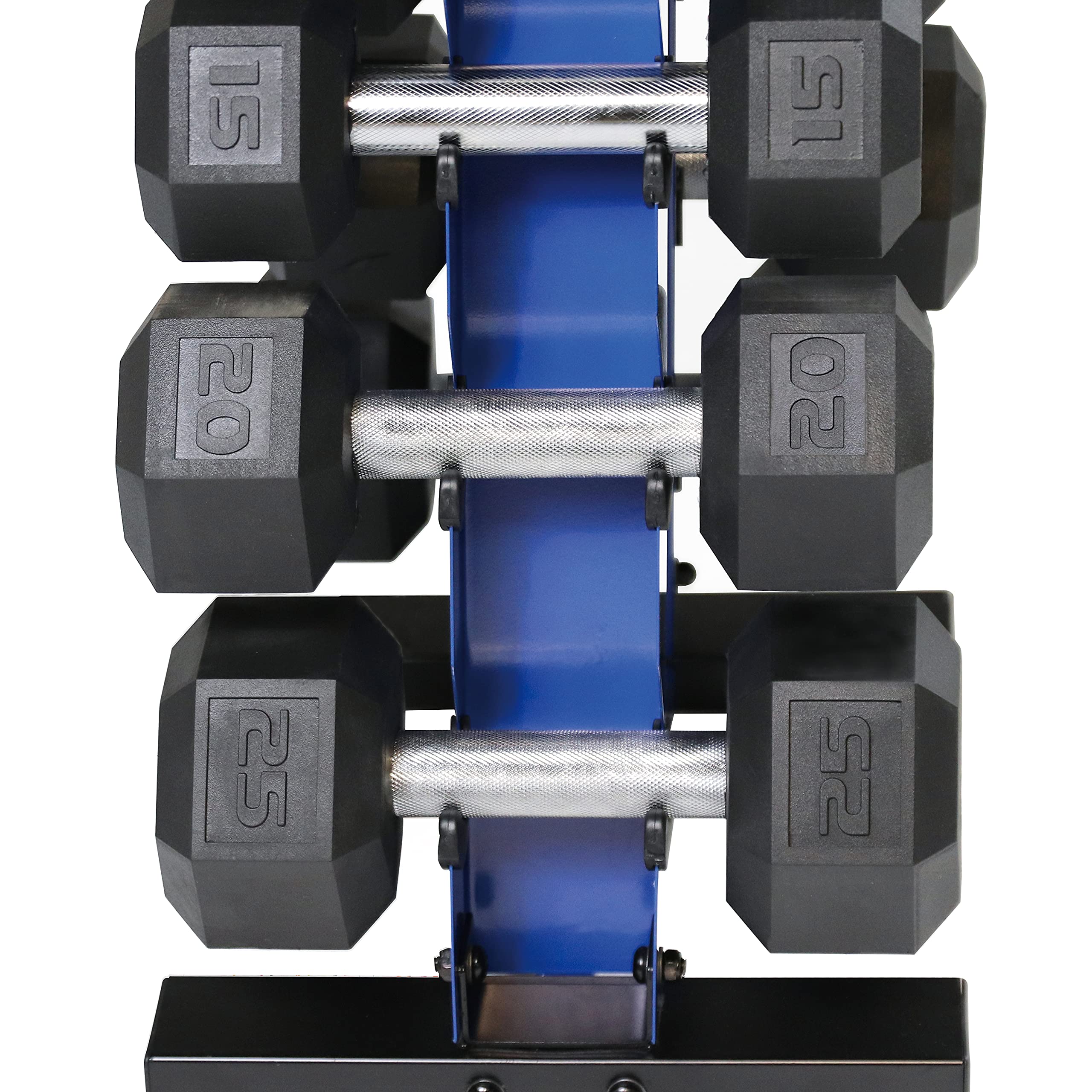 WF Athletic Supply 5-25Lb Rubber Coated Hex Dumbbell Set with A Frame Storage Rack Non-Slip Hex Shape for Muscle Toning, Strength Building & Weight Loss - Multiple Choices Available
