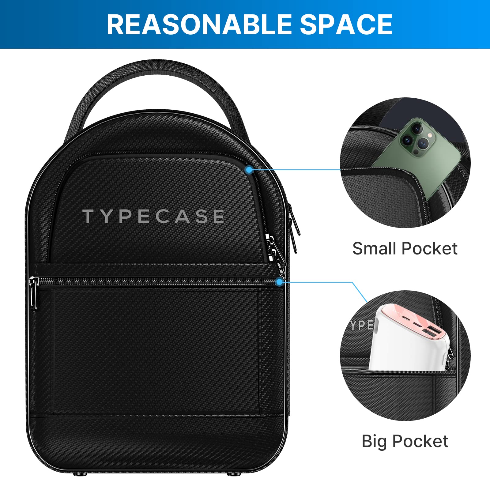 typecase Carrying Case for Oculus Quest 2, Elite Strap & Quest 2 Accessories - Holds Controllers, Battery Packs, Link Cables & Face Covers - Protective Travel Bag Compatible with Meta Quest 2 & 3