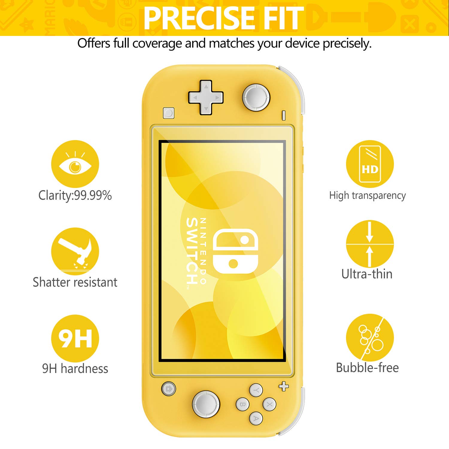 TiMOVO Screen Protector for Nintendo Switch Lite (2 Pack), Anti-Fingerprint & Anti-Bubble Tempered Glass HD Screen Protective Film for Nintendo Switch Lite Console 2019