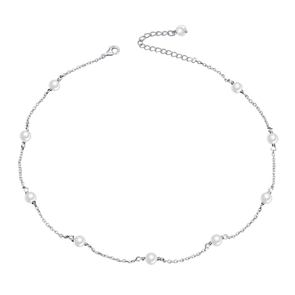 S925 Sterling Silver Choker Shell Pearl Beads Clavicle Short Pendant Necklace for Women Jewelry