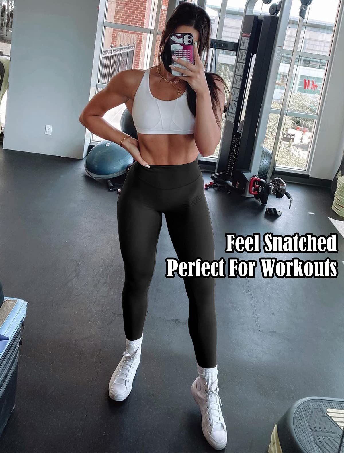 YOFIT Womens Ruched Butt Lifting Checkerboard Workout Leggings High Waisted Tummy Control Yoga Pants Black&White L