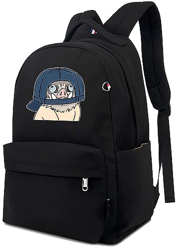Roffatide Anime Demon Slayer Backpack for Women Man Hashibira Inosuke Printed Laptop Backpack Lightweight Nylon Daypack Travel Backpack Black