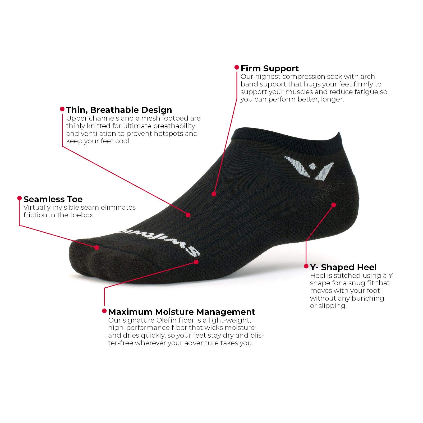 Swiftwick- ASPIRE ZERO Running & Cycling Socks (Black, Medium)