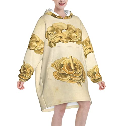 Vintage Mushrooms Wearable Blanket Shirt Printed Pullover Super Dalian Hoodie Tv Blanket With Sleeves And Pockets