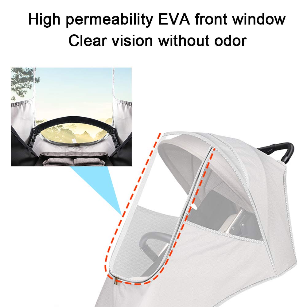 Tieesa Stroller Rain Cover Universal Size, Baby Travel Weather Shield, Weather Cover for Stroller, Windproof Rainproof Snowproof Dustproof Sunshade