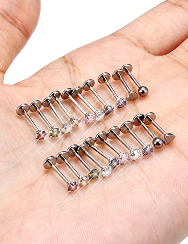 Ylqjksk 20G Nose Rings Stud Surgical Steel Threadless Push in Flat Back Stud Earrings Tragus Cartilage Earrings Lip Ring Medusa Piercing Jewelry for Women Men
