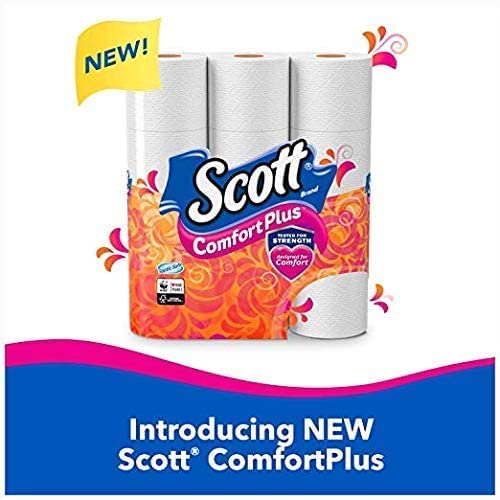 Scott ComfortPlus Toilet Paper, 12 Double Rolls, Bath Tissue (2 Pack)