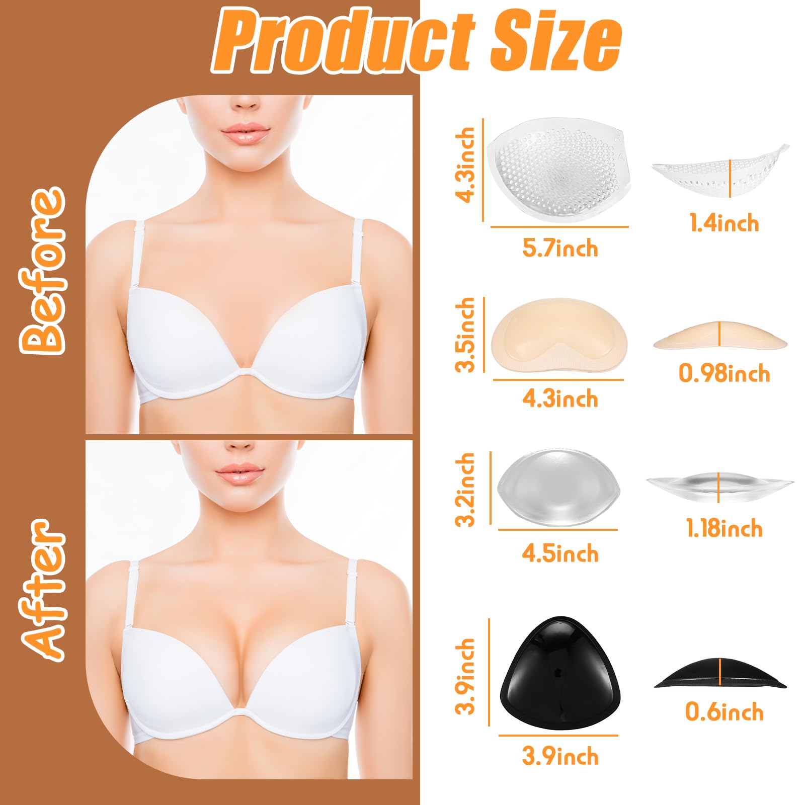 SATINIOR 12 Pairs Silicone Bra Inserts Breathable Breast Enhancers Waterproof Reusable Bra Pads Non Slip Bra Cups