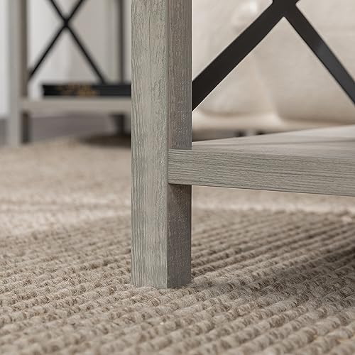 Walker Edison Sedalia Modern Farmhouse Metal X Coffee Table, 40 Inch, Stone Grey