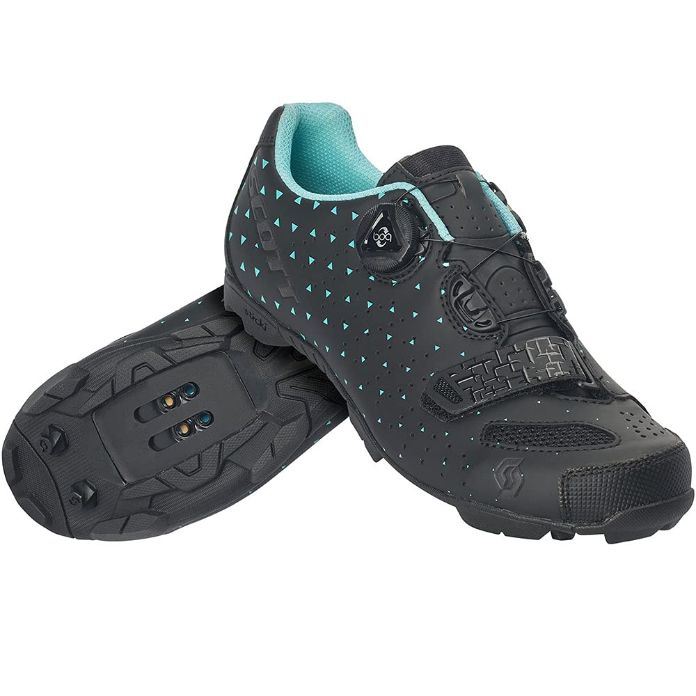 SCOTT MTB Comp BOA Lady Cycling Shoe - Women's Matte Black/Turquoise Blue, 40.0