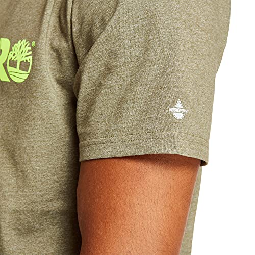 Timberland PRO Men's Base Plate Short Sleeve T-Shirt with Chest Logo, Burnt Olive Heather, L