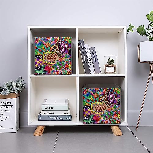 The Temple Cosmic Lizard Eye Storage Cubes with Handles Foldable Fabric Bins Organizing Baskets for Shelves Closet