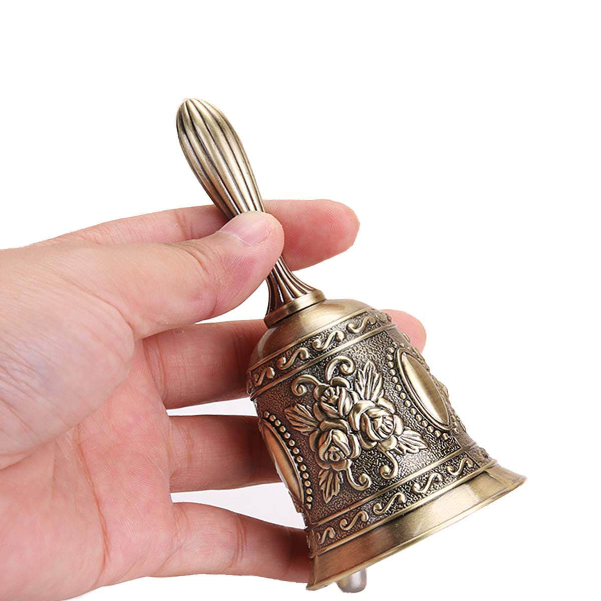 Yuyeran Retro Call Bell Antique Hand Bell Bronze Dinner Bell Resturant Service Bell Brass Jingle Wedding Classroom Church Bell