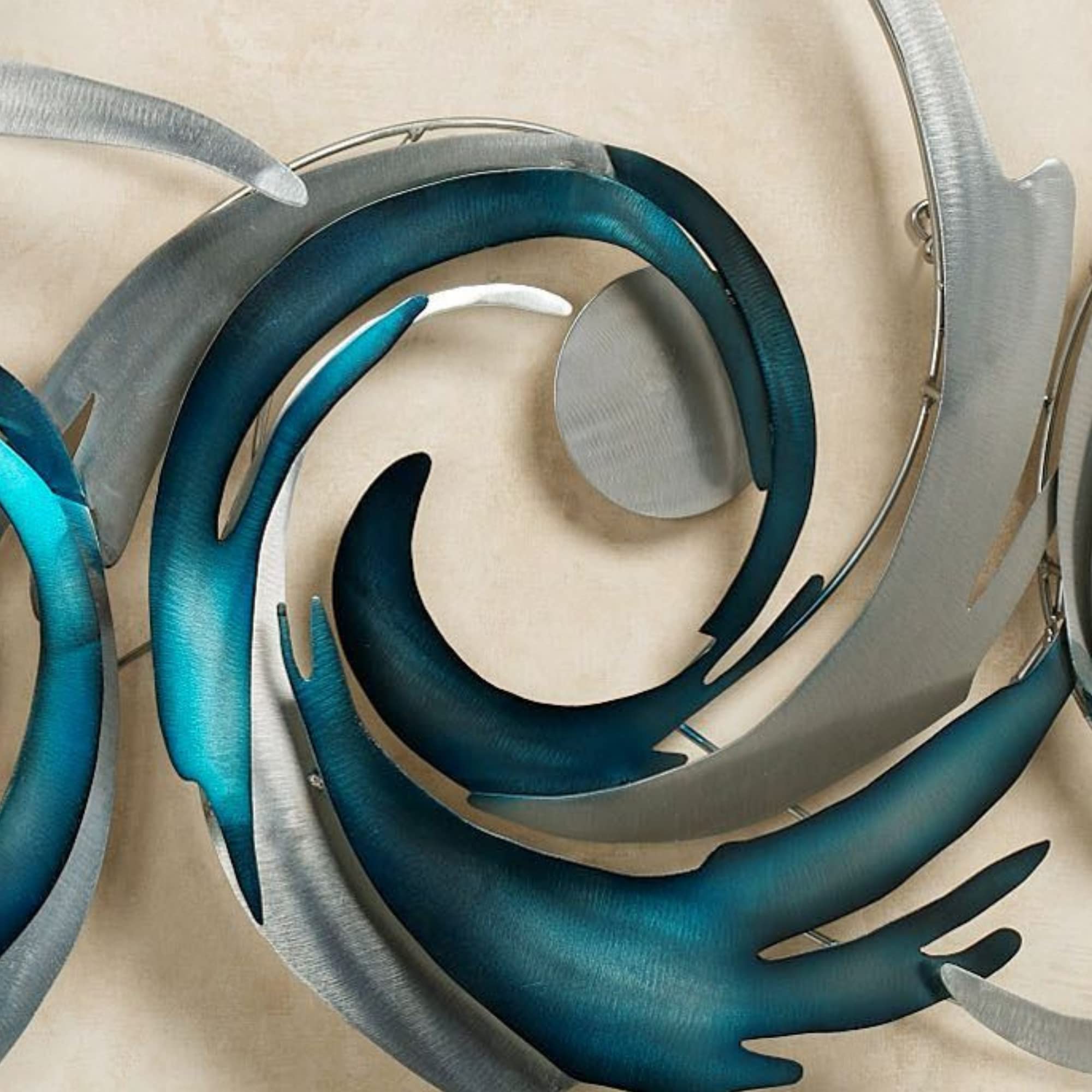 Touch of Class Perfect Storm Metal Wall Sculpture - Blue, Silver - Large Dimensional - Steel - Handcrafted Modern Decor - Abstract Geometric Art - Metallic Contemporary Sculptures for Bedroom